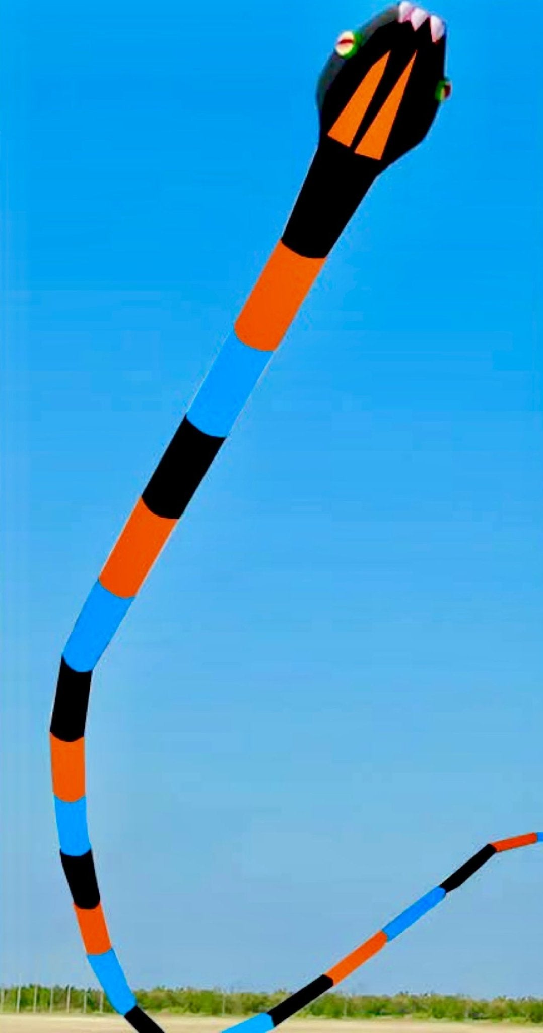 180' Inflatable Snake Kite - Black/Blue/Red – Picture Pretty Kites
